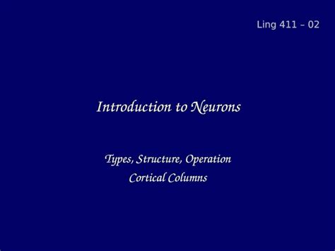 Ppt Introduction To Neurons Types Structure Operation Cortical