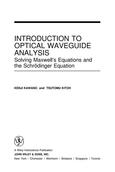 Solution Introduction To Optical Waveguide Analysis Solving Maxwell S