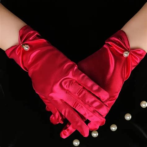 Stain Gloves Wedding Satin Bow Gloves Bridal Gloves Wedding Temu