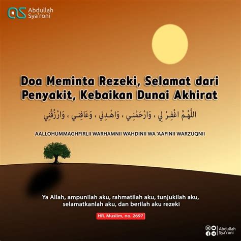 DOA MEMINTA REZEKI SELAMAT DARI PENYAKIT KEBAIKAN