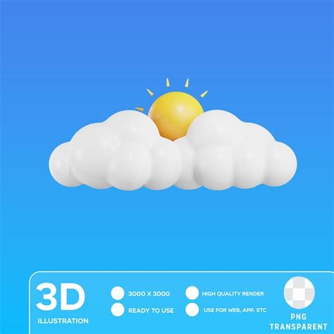 Premium Psd Psd Sun Cloudy 3d Illustration