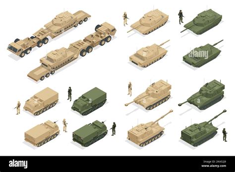 Isometric Military War Set Multiple Launch Rocket System Armored