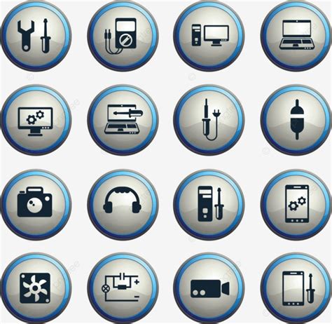 Electronics Repair Icon Set Electronics Repair Resistor Cooler Vector