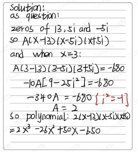Solved Question Give A Third Degree Polynomial That Has Zeros Of 13