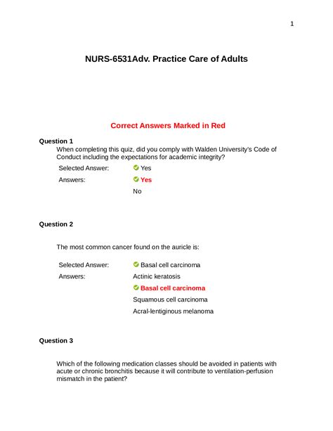 NURS6531 NURS 6531 Midterm Exam Version 1 Advanced Practice Care Of