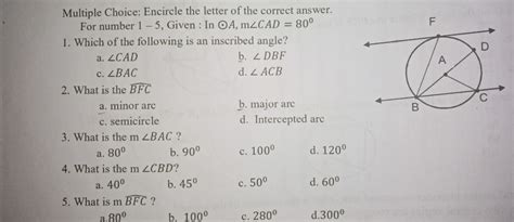 Solved Multiple Choice Encircle The Letter Of The Correct Answer For