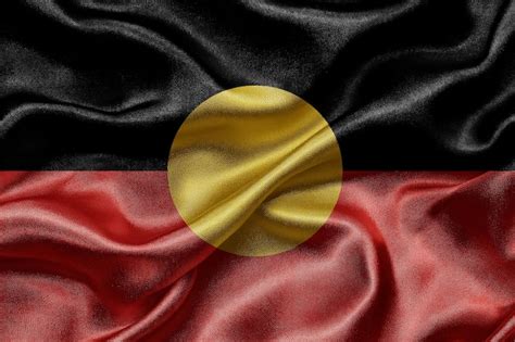 Australian Aboriginal Cloth Flag With Waving Folds Premium Ai