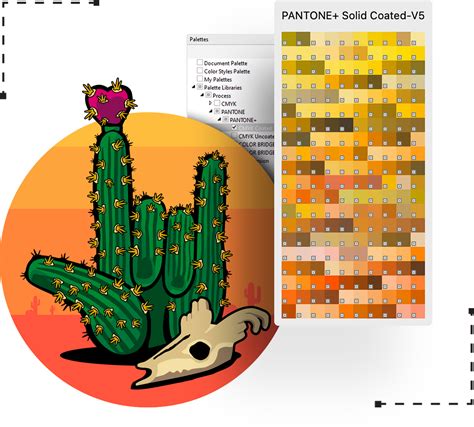 4 examples of pantone color palettes for print in coreldraw