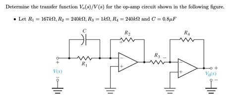 Solved Determine The Transfer Function Vosvs For The