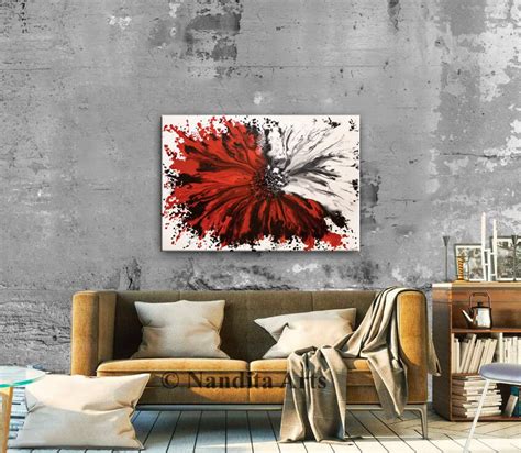 Pintura Abstracta Roja Y Negra Arte Abstracto De 36 Etsy