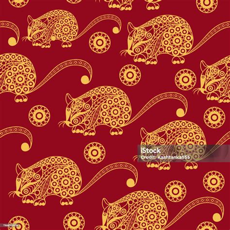 Seamless Texture With Decorative Rat 6 Stock Illustration Download Image Now 2020 Abstract