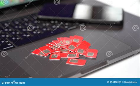Many Sim Cards On A Laptop Keyboard Bot Farm Stock Video Video Of Card Nano 294498109
