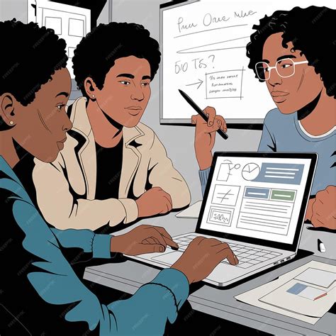 Group Of People Working Together On A Laptop Premium Ai Generated Vector