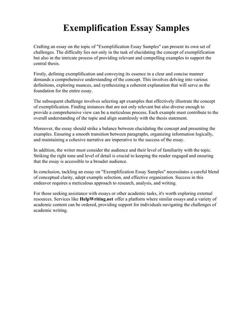 Exemplification Essay Samples Pdf