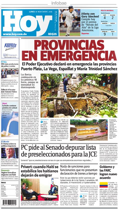 Hoy República Dominicana Lunes 14 De Noviembre De 2016 Infobae