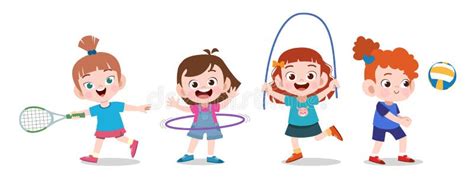 Los NiÃos Juegan Juntos Conjunto De Ilustraciones Vectoriales Stock de ilustración