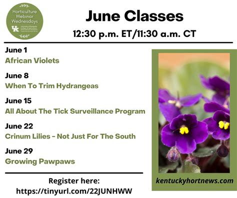 June Classes Kentucky Hort News