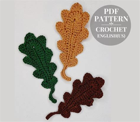 Oak Leaf Crochet Pattern Oak Leaves Applique Crochet Oak Leaf