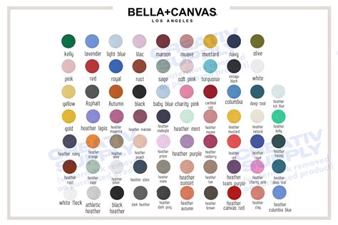 Color Chart For Bella Canvas 3001 Size Graphic By Creativsupply