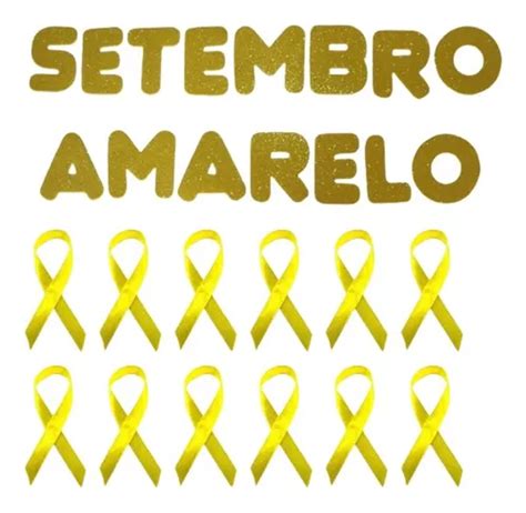 Kit C 100un Laço Faixa Setembro Amarelo Conscientização