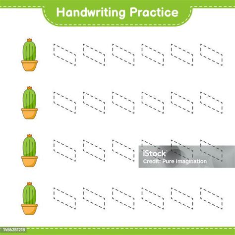 필기 연습 선인장의 추적 라인 교육 어린이 게임 인쇄 워크시트 벡터 일러스트 레이 션 0명에 대한 스톡 벡터 아트 및 기타 이미지 Istock
