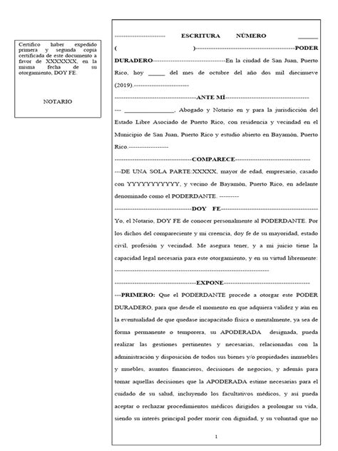 Draft Poder Duradero Pr Pdf Propiedad Interés