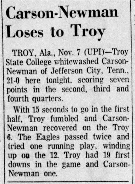 Carson Newman Loses To Troy