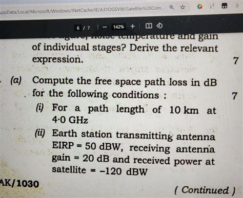 Expression 7 A Compute The Free Space Path StudyX