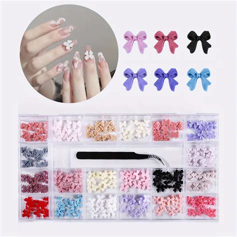 21 그리드 활 네일 아트 매력 3d 수지 네일 쥬얼리 나비 넥타이 모양 보석 손톱 아트 Diy A Temu Republic Of Korea