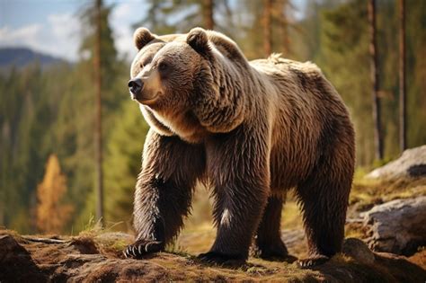 Premium Photo Brown Bear On A Natural Habitat