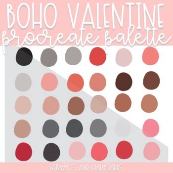 Boho Valentine Procreate Color Palette By Fairways And Chalkboards
