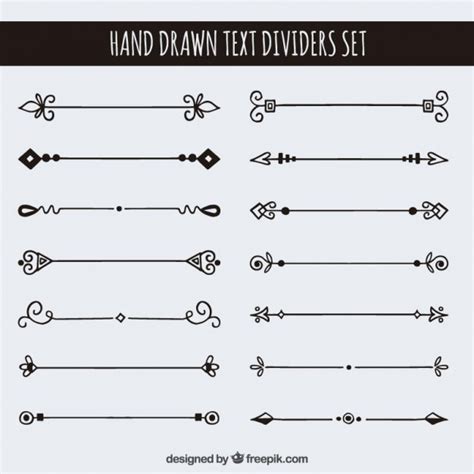 Disegnati A Mano Divisori Testo Set Vettore Premium