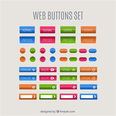 Botões De Cores Web Ajustados Vetor Grátis