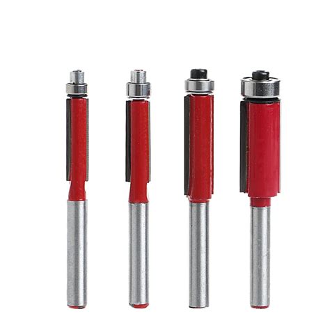 4 Pcs Set Alloy Flush Trim Bit Router Bit Bearing 1 4 Shank 6 12mm
