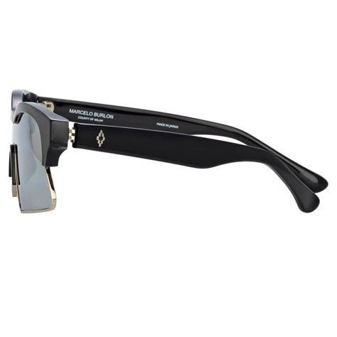 Marcelo Burlon Unisex 3c1 Sunglasses Black Silver Marcelo