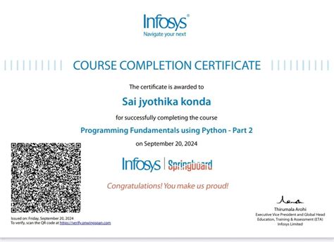 Sai Jyothika Konda On Linkedin Pythonprogramming Infosysspringboard