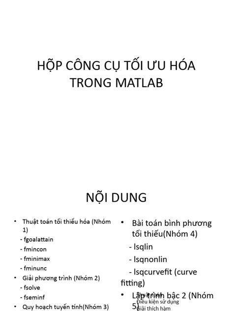 Hộp Công Cụ Tối Ưu Hóa Trong Matlab Pdf