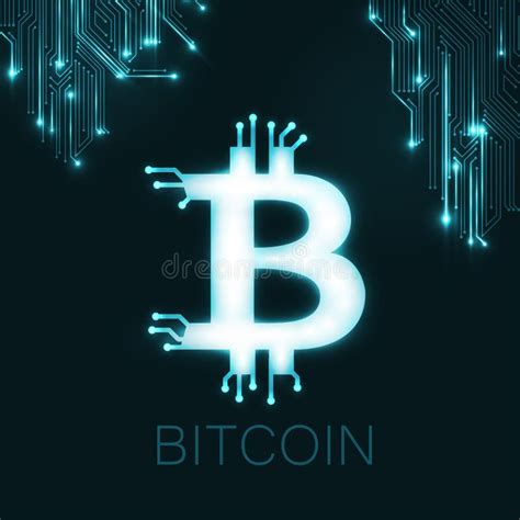 Bitcoin Neon Glowing Logo Vector Eps10 Isolated Illustration Stock