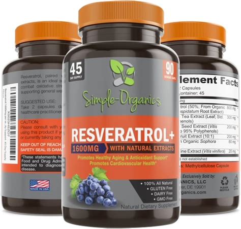 Resveratrol 1600 mg por porción de trans resveratrol orgánico y
