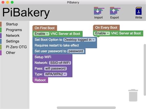 Pibakery Example Of First Setup With Wifi And On Boot Vnc Easy