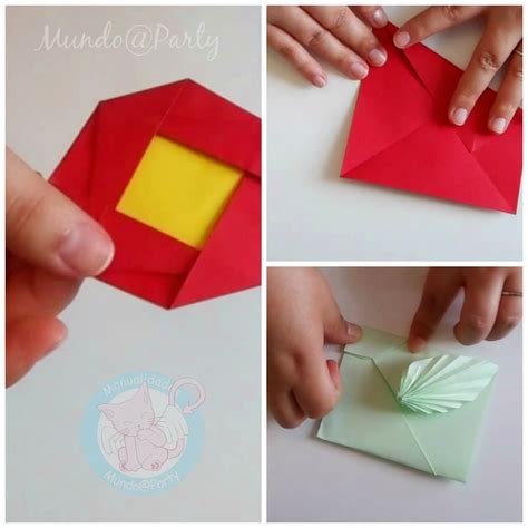 Mundo Party Sobre De Origami Con Hoja Y Flor Para Regalar Dinero