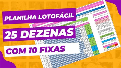 Planilha Lotofácil dezenas fixas YouTube