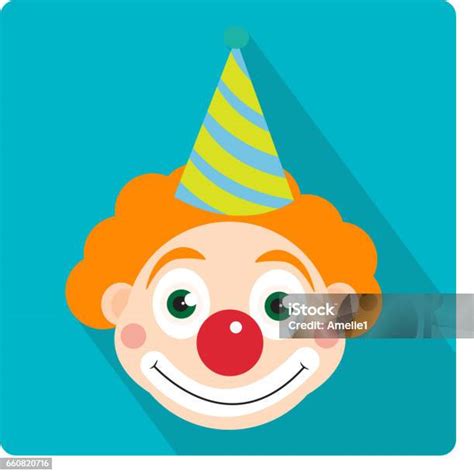 흰색 배경에 격리 된 긴 그림자와 광대 아이콘 플랫 스타일 벡터 그림입니다 다중 색상에 대한 스톡 벡터 아트 및 기타 이미지 다중 색상 디자인 벡터 Istock