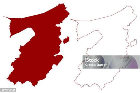 District 지도 벡터 일러스트레이션 낙서 스케치 Seebezirk 또는 District Du Lac 지도 참조 국가 지리적