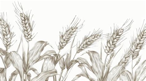 Premium Photo Elegant Wheat Sketch On White Background For