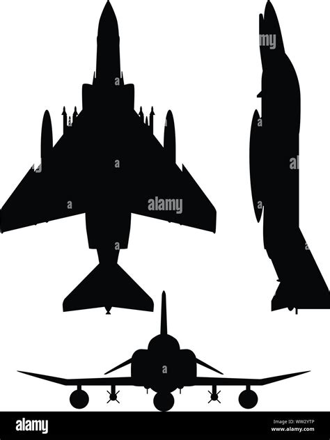 F 4 Phantom Ii Military Fighter Jet Aircraft Silhouette Vector