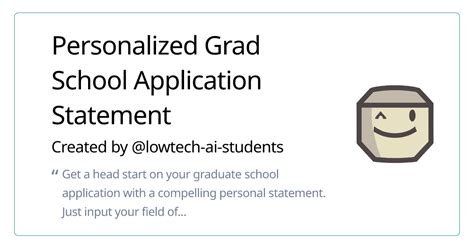 Personalized Grad School Application Statement