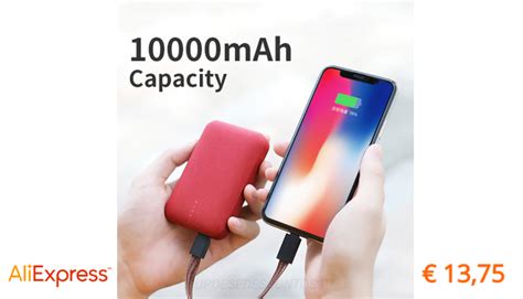 Rock Mini Power Bank 10000mah External Battery Charger Portable Charger