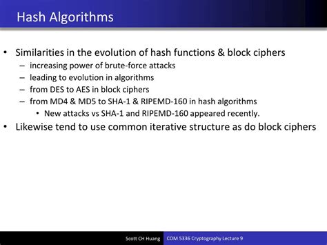 Ppt Com 5336 Cryptography Lecture 9 Hash Mac Hmac Powerpoint