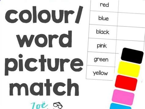 Word And Picture Match Colour Theme Teaching Resources